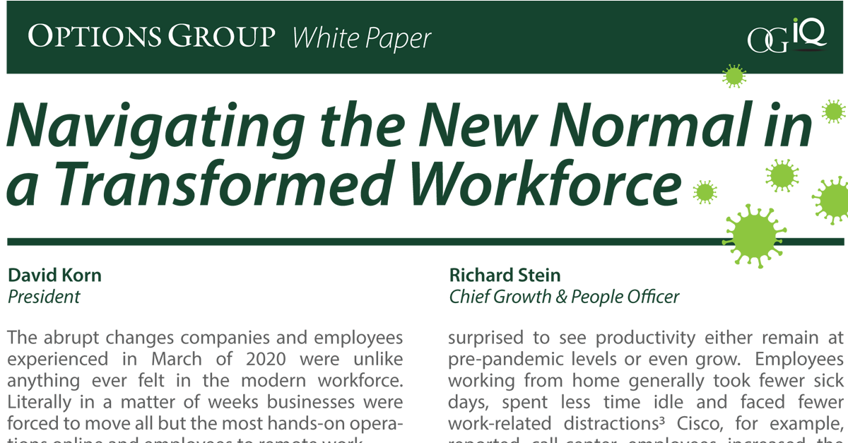 Navigating The New Normal - Options Group London